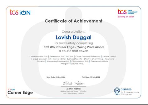 Completed Career Edge Young Professional Certification Lovish Duggal Posted On The Topic