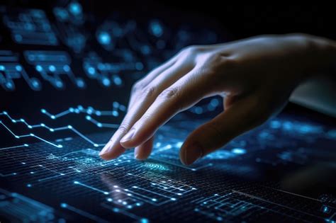 Premium Ai Image Person Touching Data Flowing On Virtual Screen