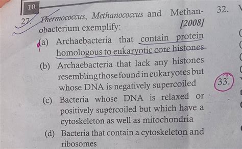 Thermococcus Methanococcus And Methanobacterium Exemplify [2008] Filo