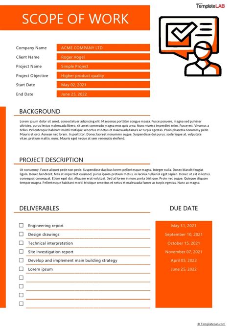 Simple Scope Of Work Template Word