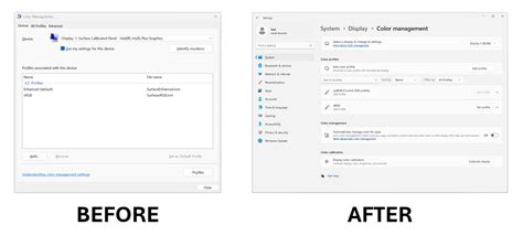 windows 11 introduces a new color management page in settings making