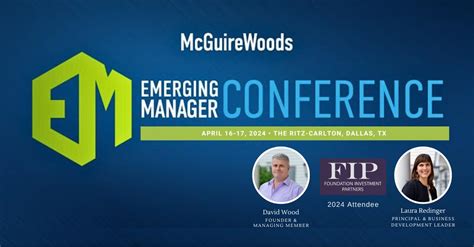 David Wood And Laura Redinger Will Be At The Mcguirewoods Emerging Manager… Foundation