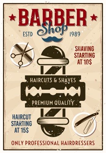 Barber Shop Vintage Rusty Metal Sign Royalty Free Vector
