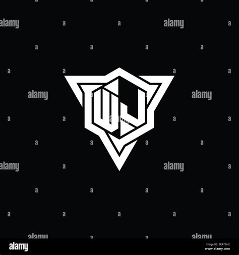 Wj Letter Logo Monogram Hexagon Shape With Triangle Outline Sharp Slice Style Design Template