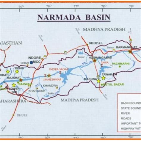 The Map Showing The Omkareshwar Reservoir Of Narmada