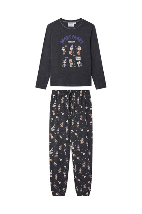 Pijama Algodão Preto Snoopy Halloween Pijamas De Mulher Womensecret