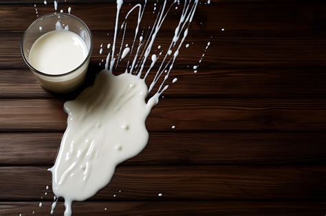 Premium Photo White Milk Spilled And Splash On The Dark Floor Surface