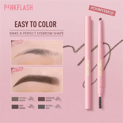 Pinkflash 2 In 1 Eyebrow Pencil 4 Colors Waterproof Long Lasting