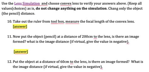 Use The Lens Simulation And Choose Convex Lens To Chegg