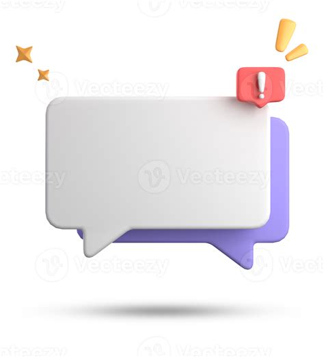 3d Rendering Of Speech Bubble 3d Pastel Chat With Exclamation Mark Icon Set 32519242 Png