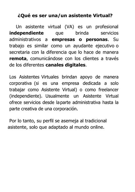 SOLUTION Guia Y Recomendaciones Convi Rtete En Un Asistente Virtual