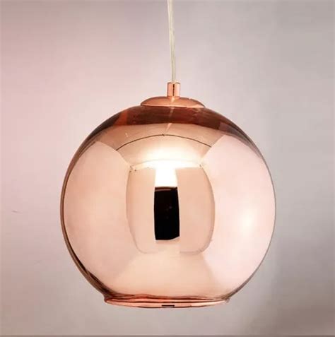 Colgante Globo M Vidrio Cobre Luces E Base Lineal P Led
