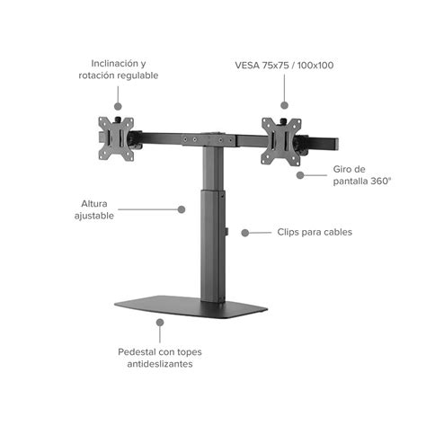 Soporte Brazo Pedestal Flexigas Doble Hasta 27 Ergonomus Co