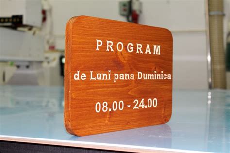 Panou De Lemn Gravat Orar Functionare Piumediaone