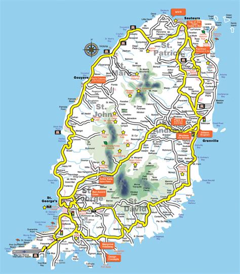 Large Detailed Tourist Map Of Grenada Grenada Large Detailed Tourist