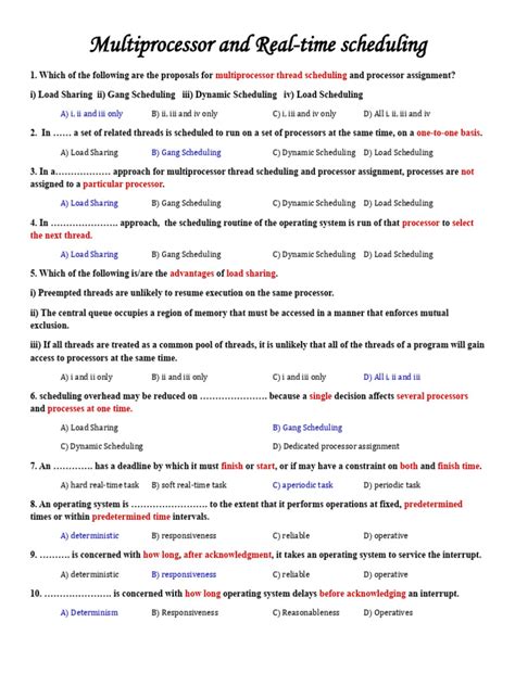 Multiprocessor And Real Time Scheduling Pdf Scheduling Computing