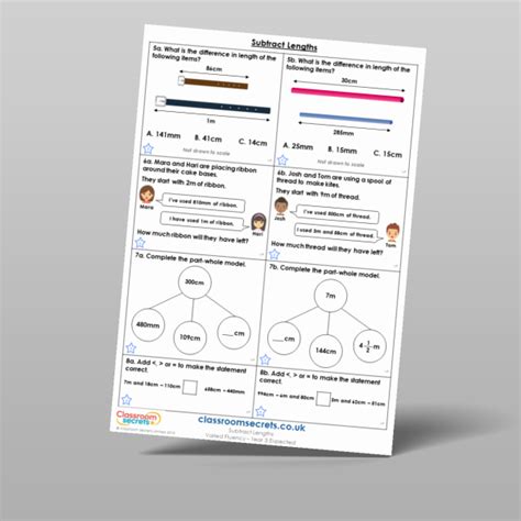 Year 3 Subtract Lengths Varied Fluency Resource Classroom Secrets