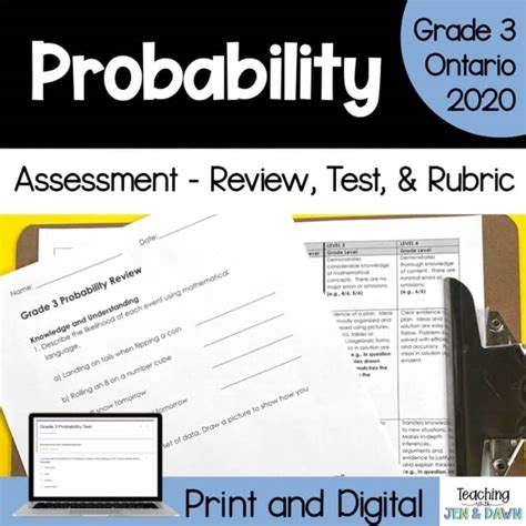 Grade 3 Probability Review Test Rubric Ontario Math 2020 Tpt