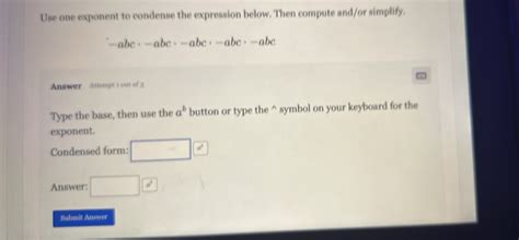 Solved Use One Exponent To Condense The Expression Below Then Compute