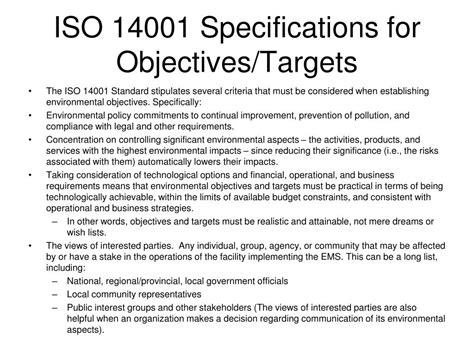 Iso 14001 Objectives And Targets Examples