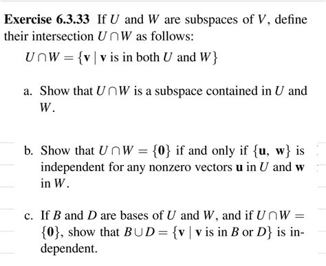 solved exercise 6 3 33 ﻿if u ﻿and w ﻿are subspaces of v
