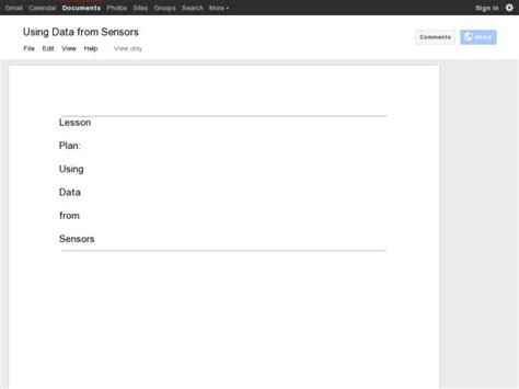 Using Data From Sensors Lesson Plan For 6th 12th Grade Lesson Planet