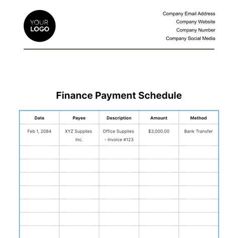 Free Finance Payment Schedule Template To Edit Online