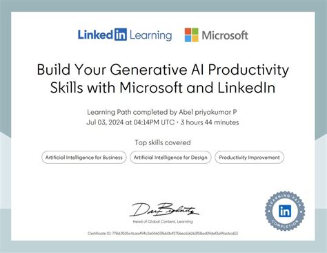 Abel Priyakumar P On Linkedin Generativeai Certification Productivity Innovation Microsoft