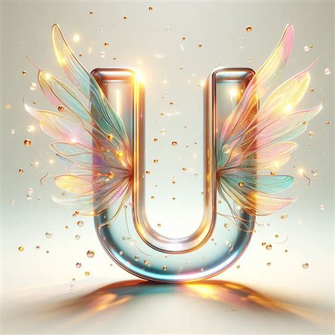 Golden And Silver Glitter Letter U With Wings アルファベット 写真撮影 デザイン