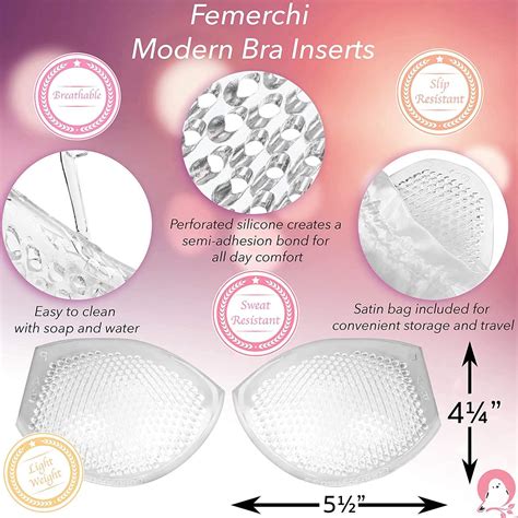 Femerchi Silicone Bra Inserts Pads For Sizes A D Breathable And Nonslip