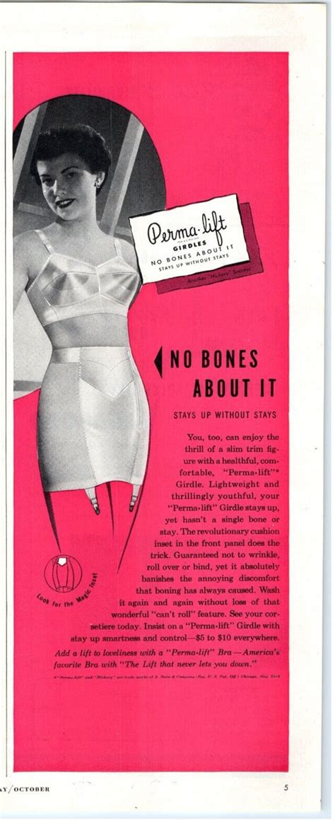 1948 Print Ad Perma Lift Girdles Magic Inset Stays Up Without Stays No