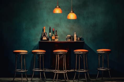 Bar Furniture Table Architecture Premium Ai Generated Image