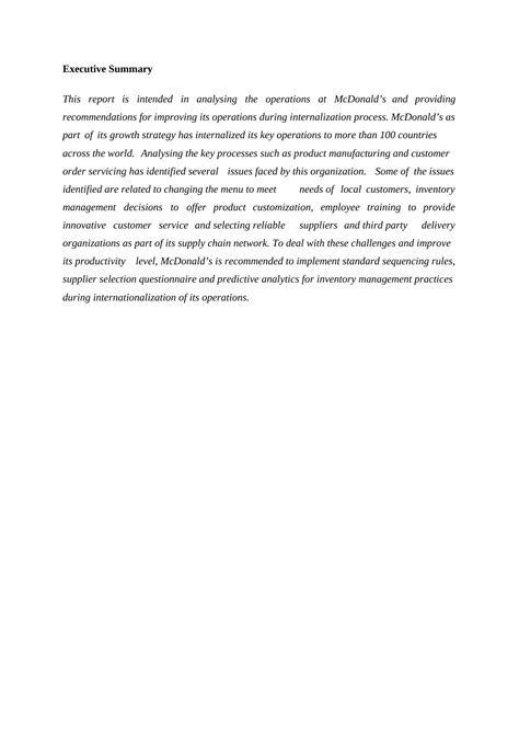 Analyzing Mcdonalds Operations For Global Expansion