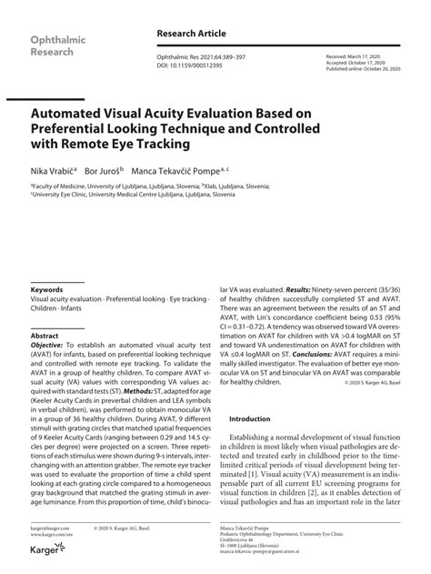 Pdf Automated Visual Acuity Evaluation Based On Preferential Looking Technique And Controlled