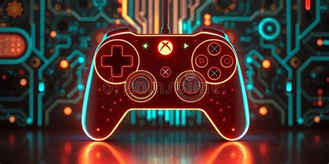 Glowing Red Gaming Controller Futuristic Design Digital Art Abstract