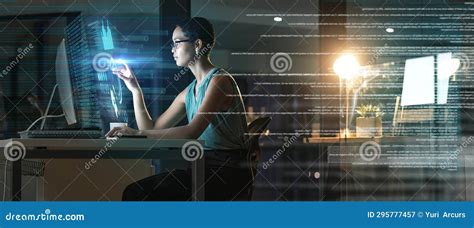 Man Night And Overlay For Data Analytics By Chart Graph And Tech