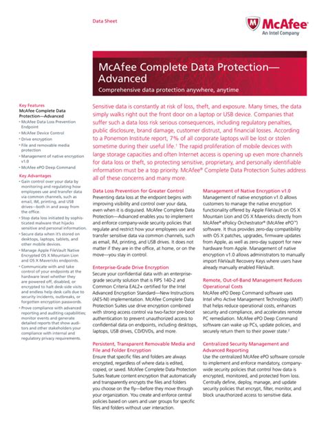 McAfee Complete Data Protection Advanced Datasheet