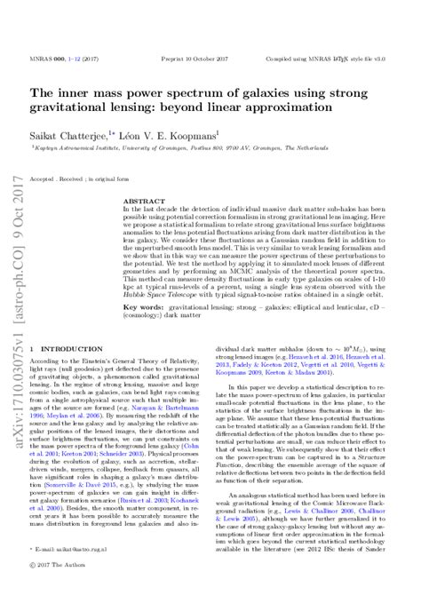 Pdf The Inner Mass Power Spectrum Of Galaxies Using Strong Gravitational Lensing Beyond