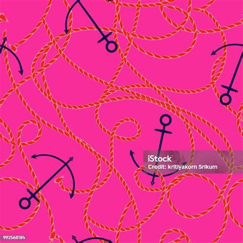 여름 유행 벡터 여름 항해 분위기 원활한 벡터 원활한 패턴 바다 로프와 앵커 디자인에 대한 스톡 벡터 아트 및 기타 이미지 디자인 물 바다 Istock