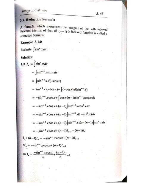Reduction Formula For Sin Pdf