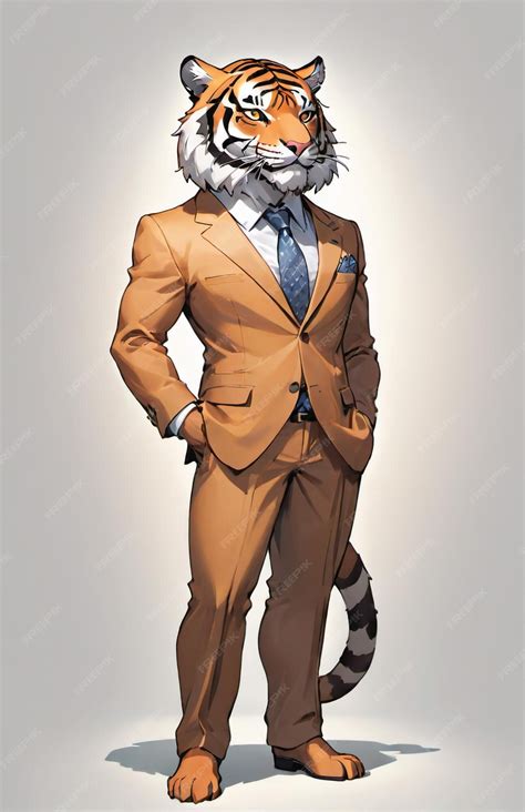 Premium Photo Anthropomorphic Tiger Character Isolated On Background