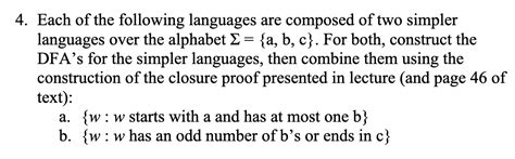 Solved 4 Each Of The Following Languages Are Composed Of