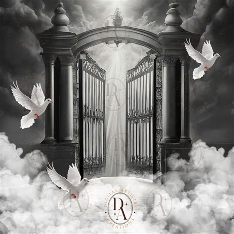 black design heaven gates in loving memory template memorial button