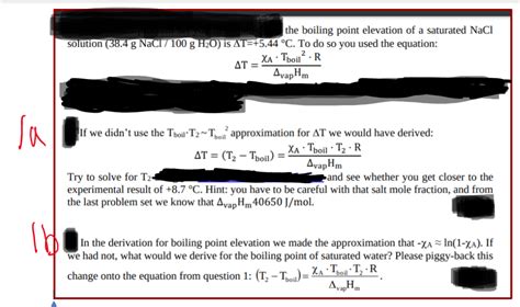 Solved The Boiling Point Elevation Of A Saturated Nacl