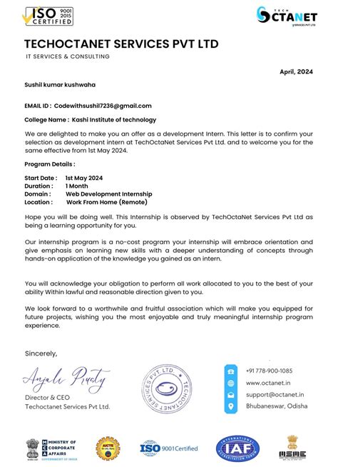 Sushil Kumar Kushwaha On Linkedin Internship Octanet Webdevelopment