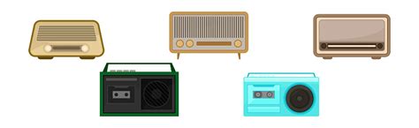 레트로 빈티지 라디오 튜너와 구식 미디어 장치 벡터 세트 0명에 대한 스톡 벡터 아트 및 기타 이미지 0명 고풍스런