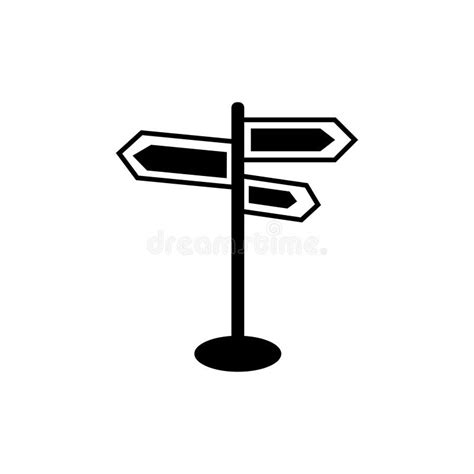 Signpost Icon Road Direction Symbol Navigation Vector Shape Black Guidepost Illustration