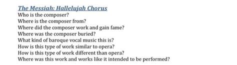 The Messiah Hallelujah Chorus Who Is The Composer Chegg