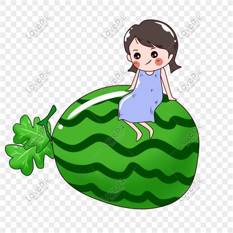 Girl With Watermelon Girl Sitting Girl Green Girl Japanese Png
