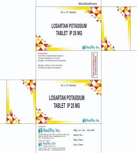 Losartan Potassium Tablet Ip 25 Mg At Rs 55box Losartan Potassium